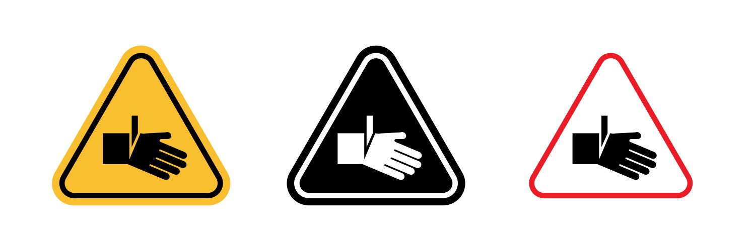 Cutting hand straight blade sign icon set warning Vector Image