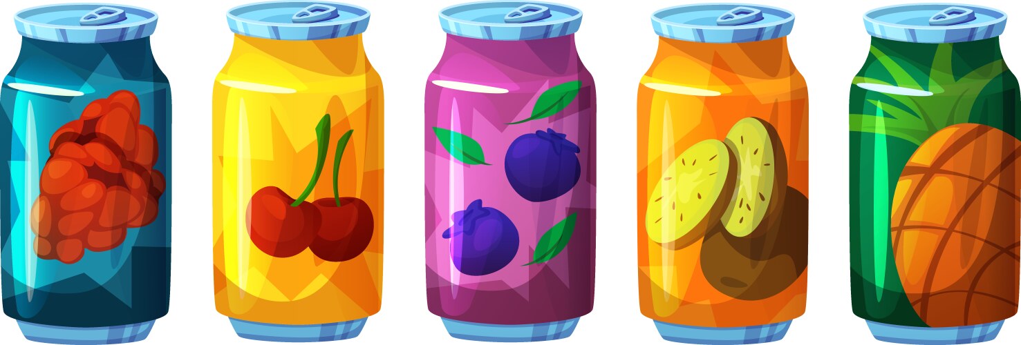 Soda cups and cans set drinks various flavors Vector Image