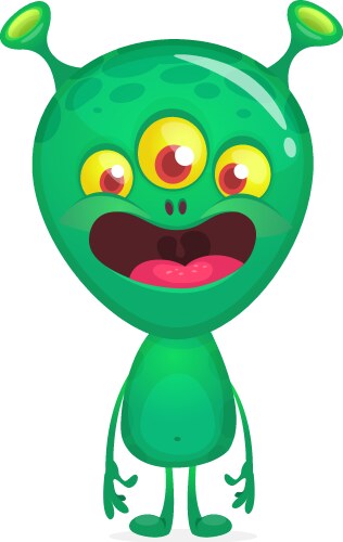 Funny cartoon monster excited character Royalty Free Vector