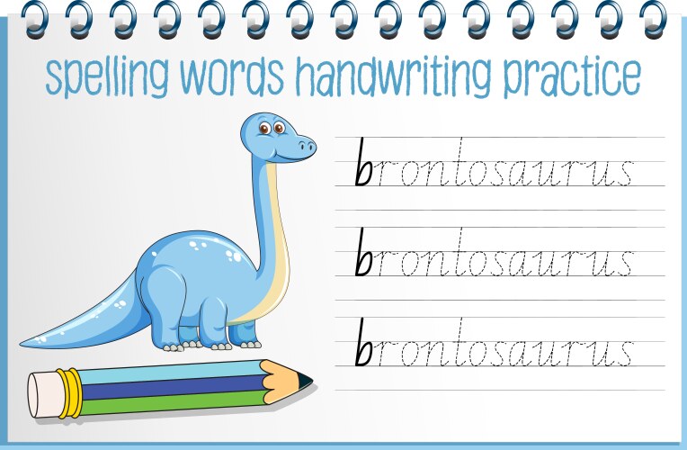 Spelling words dinosaur handwriting practice Vector Image