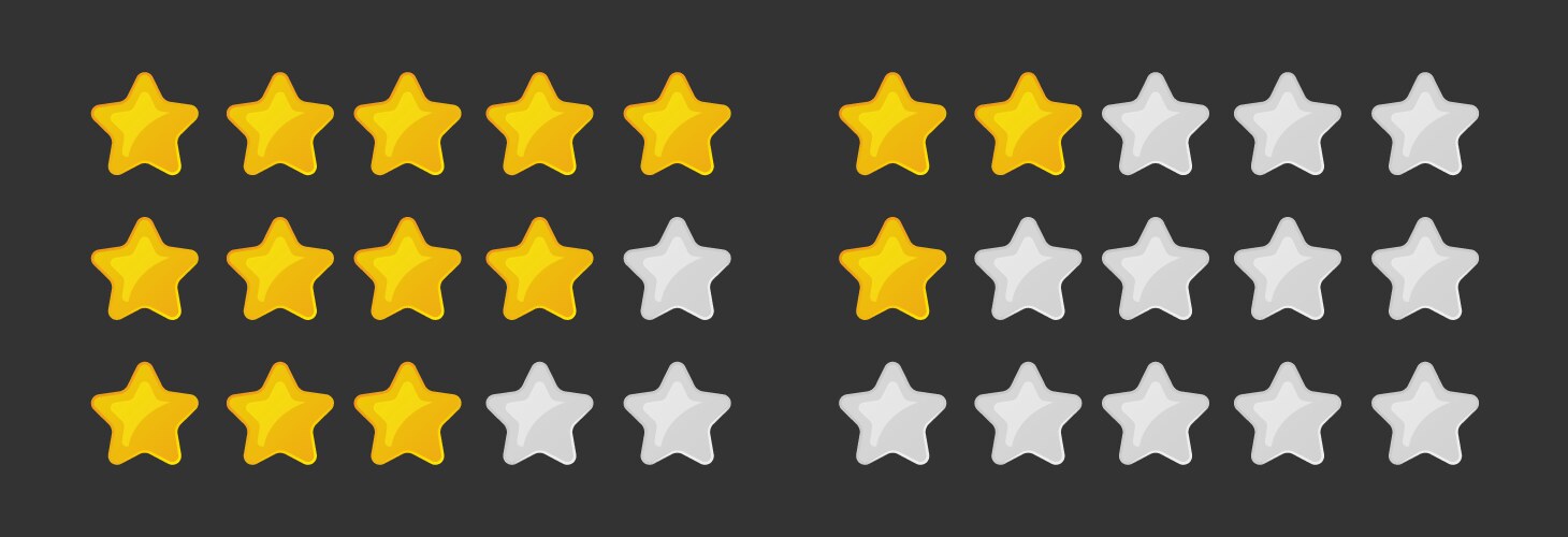 Five stars gold icon rating review Royalty Free Vector Image