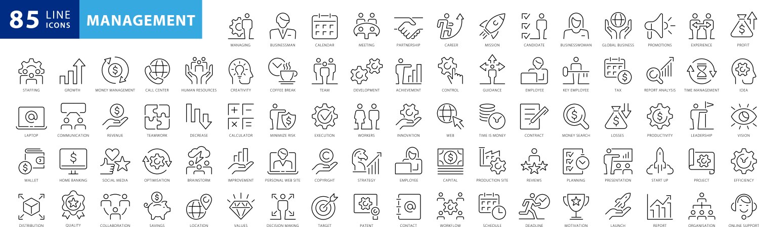Finance and business line icons collection big ui Vector Image