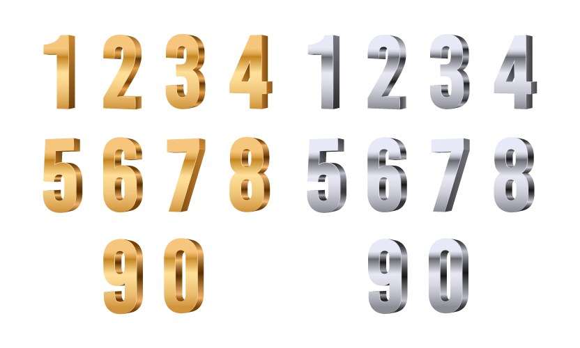 Realistic 3d lettering numbers isolated on white Vector Image