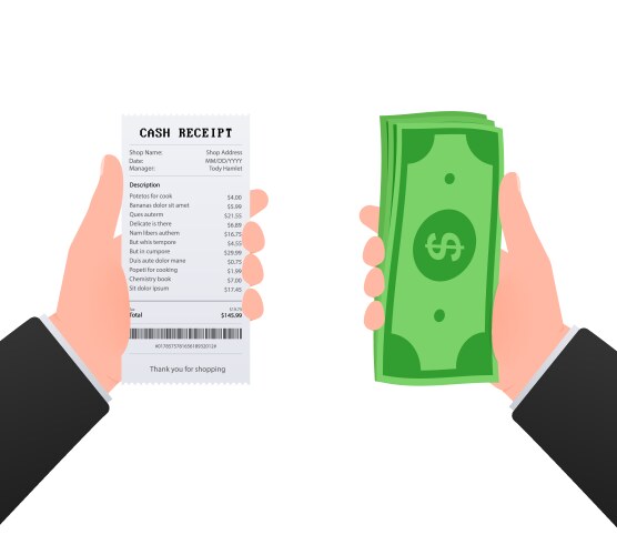 Cash receipt people for financial report design Vector Image