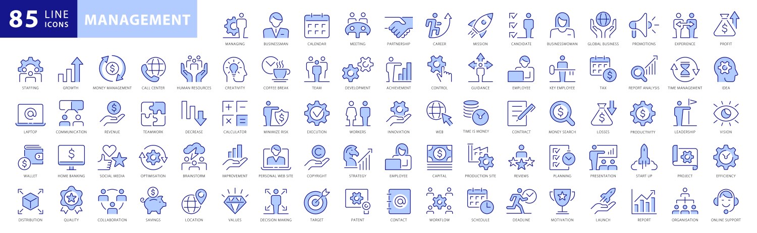 Finance and business line icons collection big ui Vector Image