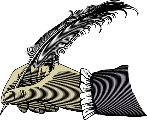 Vintage Feather Quill Writing Royalty Free Vector Image