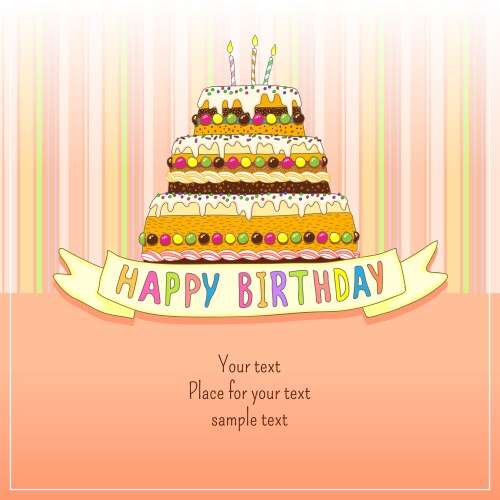 Birthday Cake Card Happy Vector Images (over 31,000)
