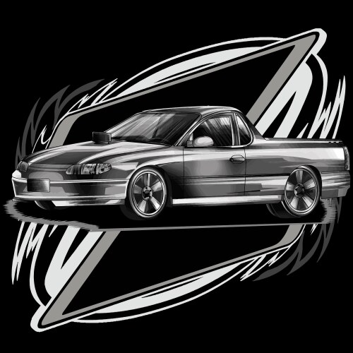 Grey drag racing car with black strip Royalty Free Vector