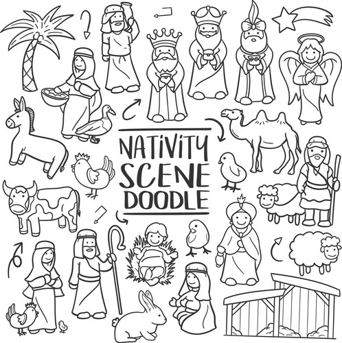 Christmas Scene Line Drawing Vector Images (over 330)