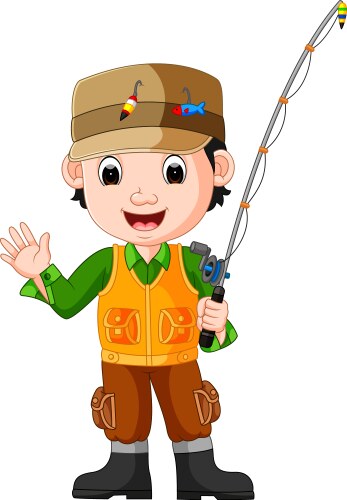 Cartoon man fishing Royalty Free Vector Image - VectorStock