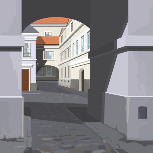 Cartoon City Streetscape Royalty Free Vector Image