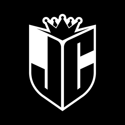 Jc letter monogram with shield shape crown Vector Image