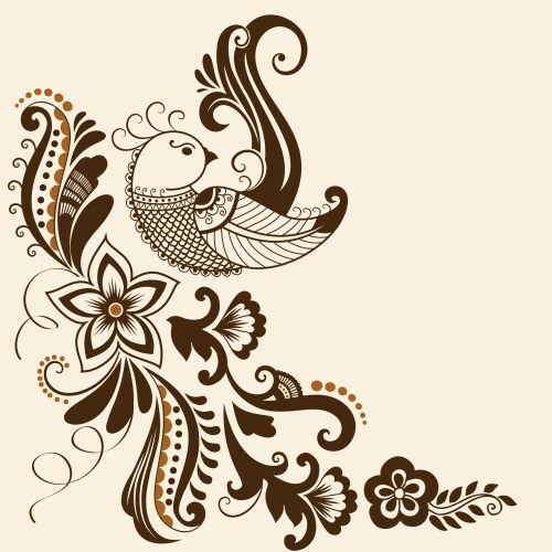 Henna mehndi feather logo Royalty Free Vector Image