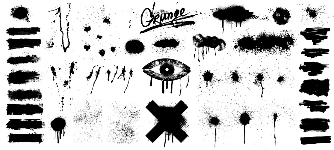 Diverse set black paint Royalty Free Vector Image