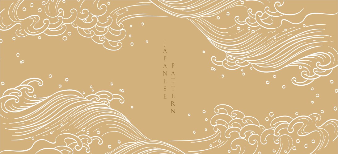 Black hand drawn wave with japanese pattern Vector Image