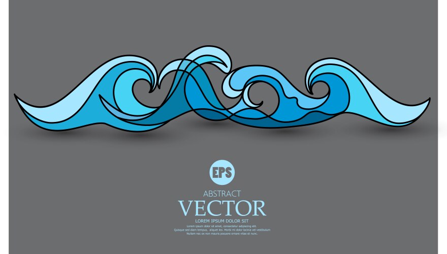 Set bundled wave icon logo minimal design line Vector Image