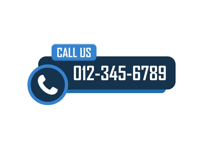 Call us button icon in flat style phone number Vector Image