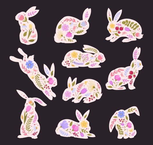 Spring bunnies cartoon easter holiday rabbits Vector Image