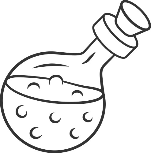Bottle with potion coloring page black and white Vector Image