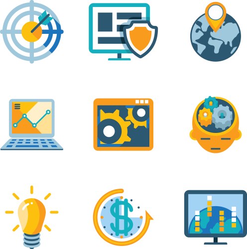 Business process improvement icons Royalty Free Vector Image