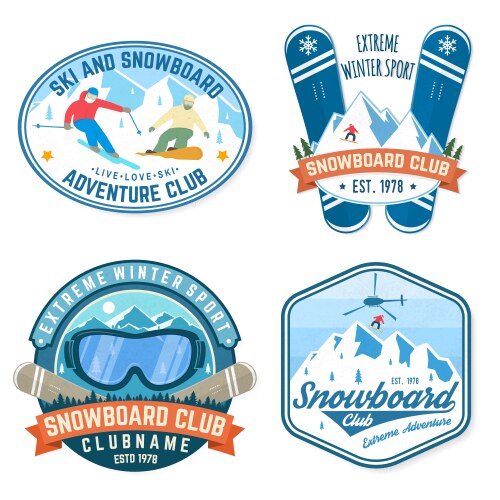 Ski and snowboard club emblem Royalty Free Vector Image