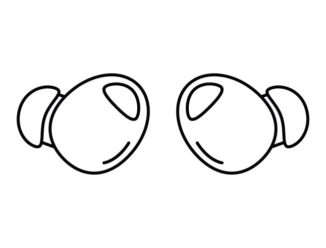 Wireless earphones headphones outline icon Vector Image