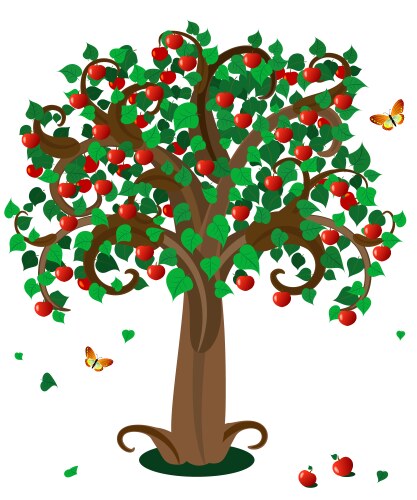 Cartoon apple tree isolated on white background Vector Image
