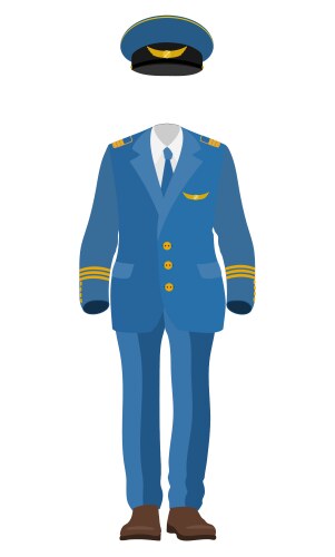 Pilot uniform suit work clothes flat style Vector Image
