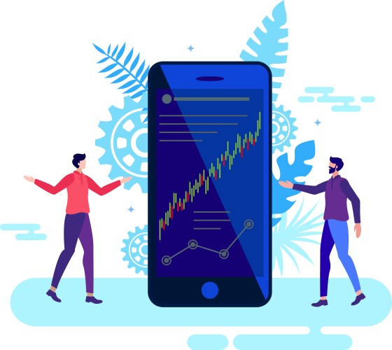 Team analysis on stock market Royalty Free Vector Image