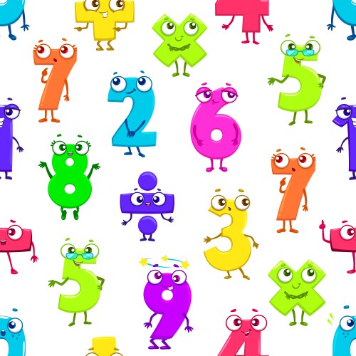 Cartoon math number characters funny mathematics Vector Image