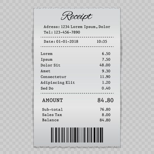 Various types of shopping receipt Royalty Free Vector Image
