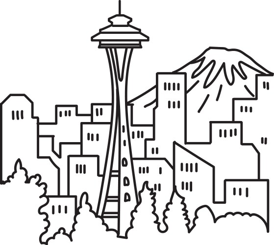 Seattle Skyline Mountain Vector Images (15)