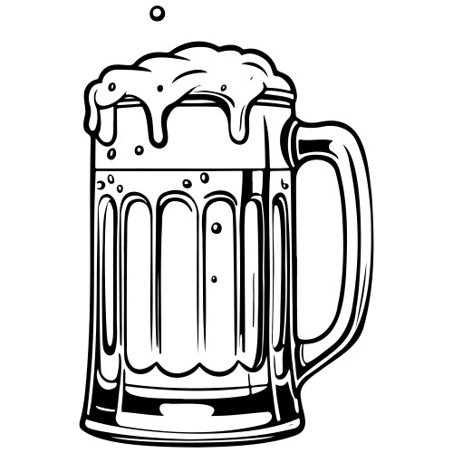 Cartoon beer drawing realistic hand line Vector Image