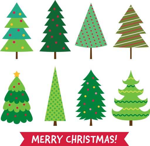 Cartoon abstract christmas trees with gifts Vector Image