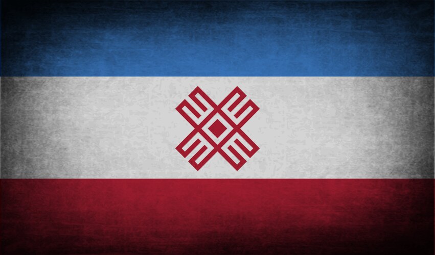 Flags mari el with broken glass texture Royalty Free Vector