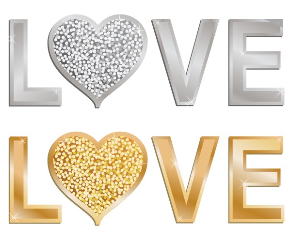 Silver glitter love hearts Royalty Free Vector Image