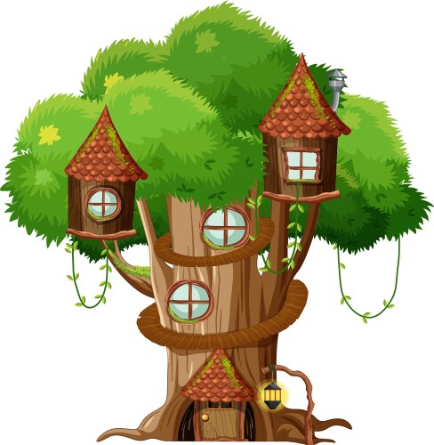 Isolated tree house on white background Royalty Free Vector