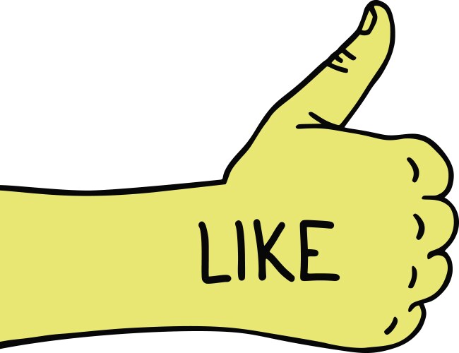 Hand like thumb up drawn doodle icon Royalty Free Vector