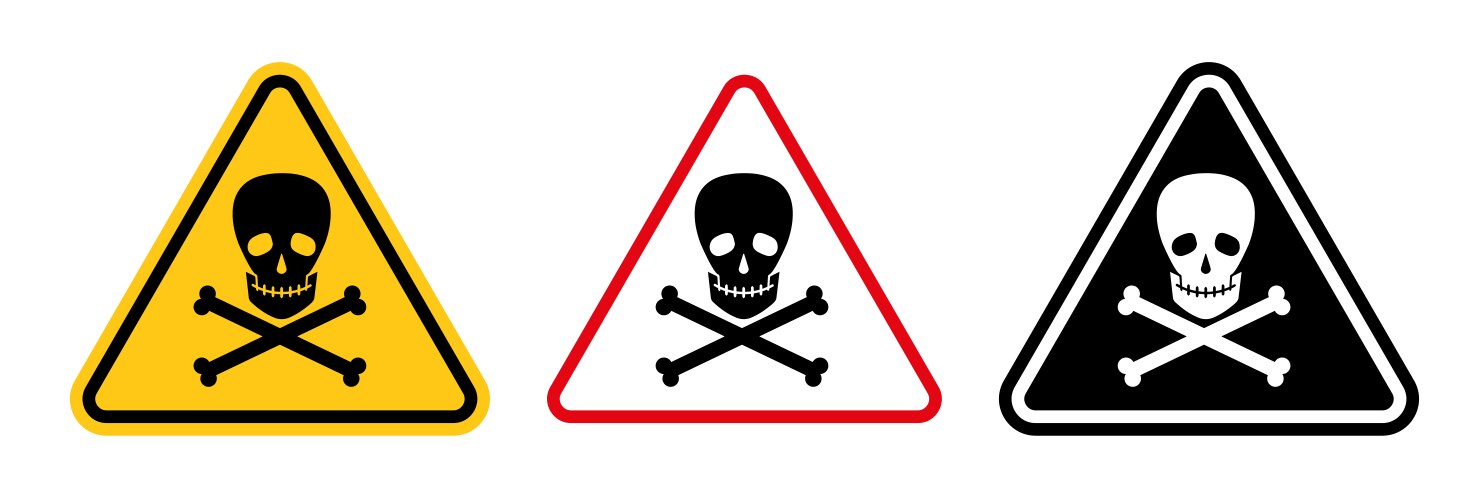 Toxic sign icon set danger caution poison Vector Image