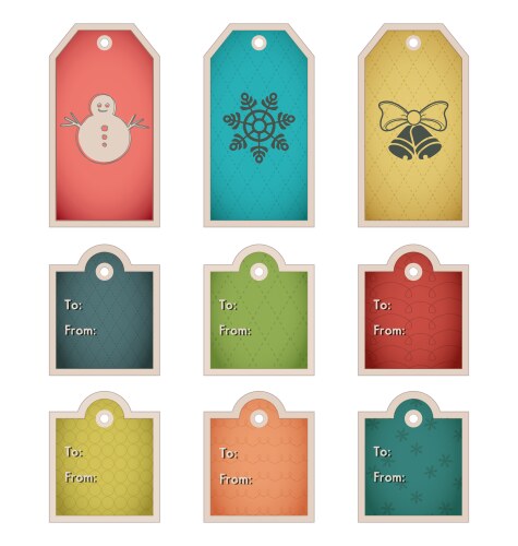 Colorful holiday winter gift tag template Vector Image