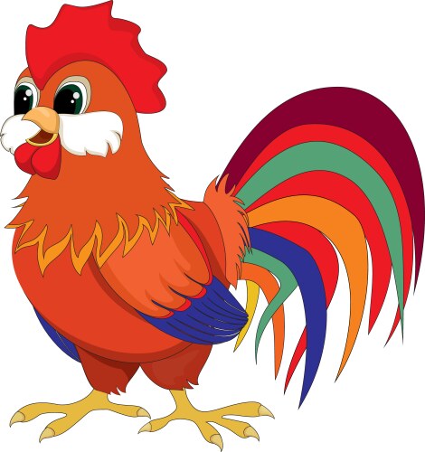 Cartoon funny chicken rooster isolated Royalty Free Vector