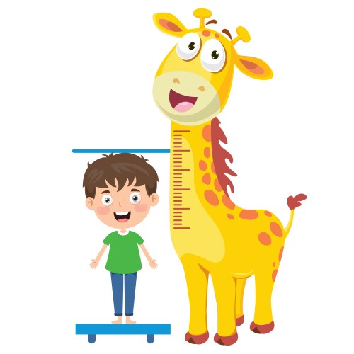 Little boy measuring his height cartoon Royalty Free Vector
