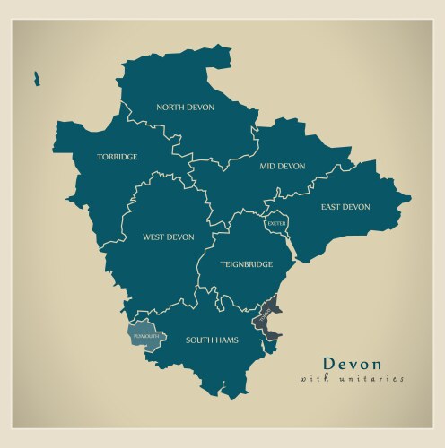 Devon County Map Royalty Free Vector Image - VectorStock
