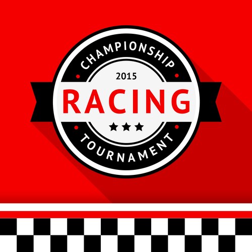 Checkered Circle Racing Logos Royalty Free Vector Image