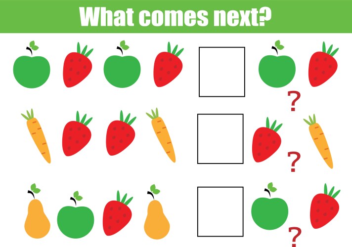 What comes next game with cute cartoon sea fish Vector Image