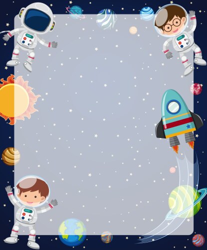 Border template with astronauts in space Vector Image