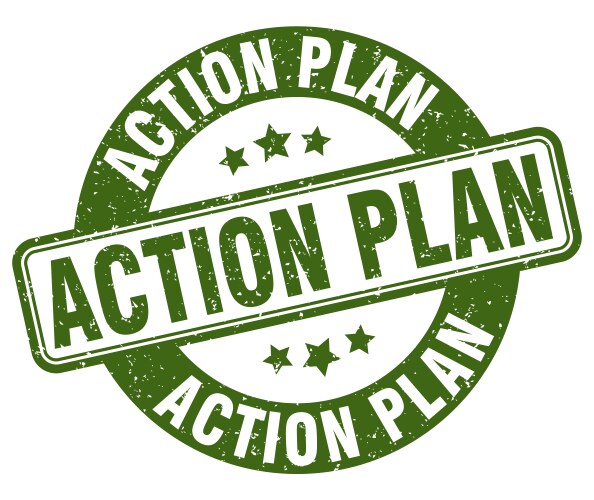 Action plan sticker sign Royalty Free Vector Image