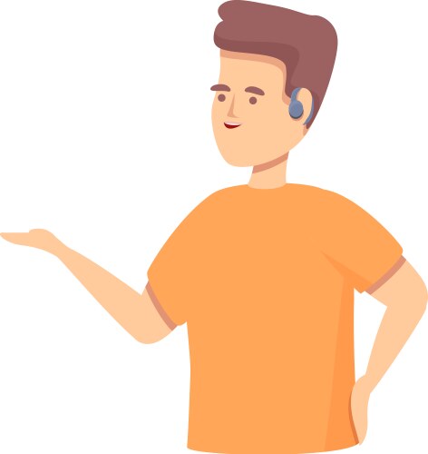 Smiling deaf boy icon cartoon ear listen Vector Image