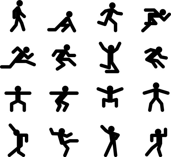 Human Posture Icons - Action Poses Royalty Free Vector Image