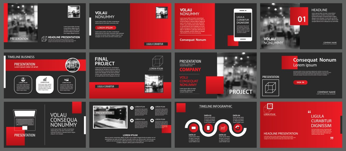 Presentation and slide layout template red Vector Image